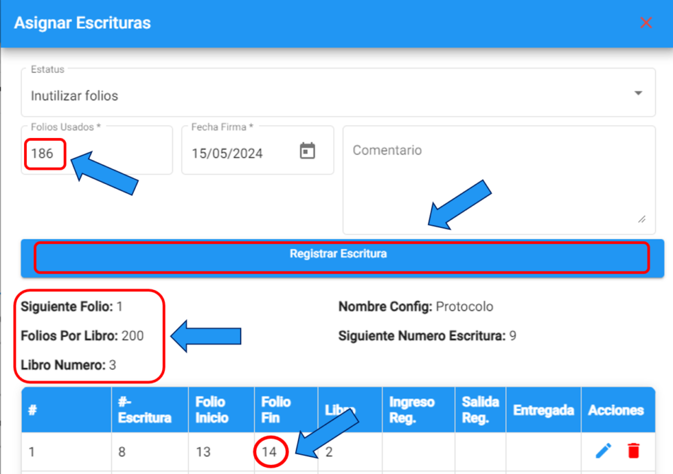 Control de Escritura y Folios | Nuvigant